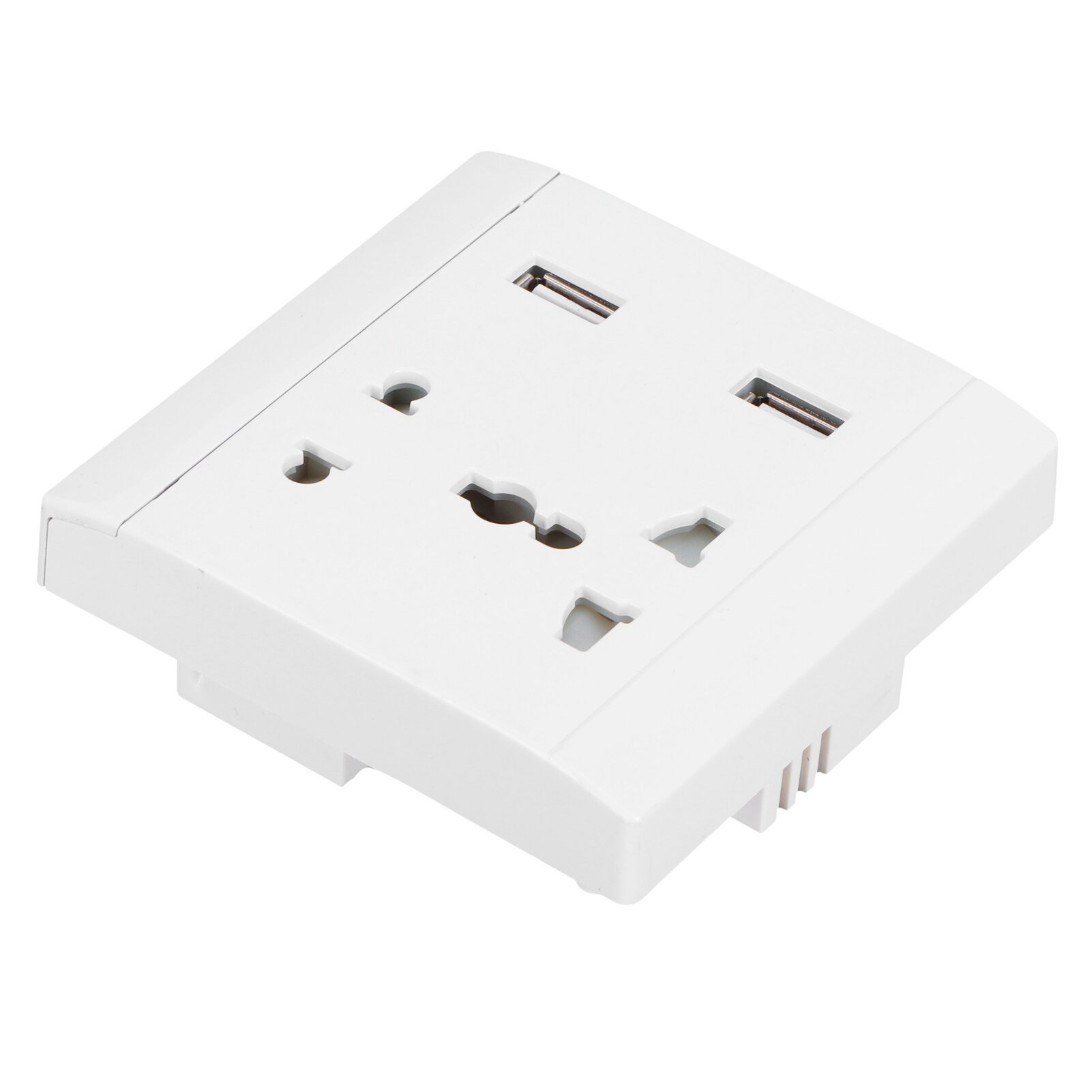 Розетка для стены 13A с 2 портами USB, материал ABS+латунь, цвет белый, размер approx. 8.6x8.6cm, вес approx. 177g, Rated Current 13A, Working Environment -20-40℃, для дома, офисов, школ