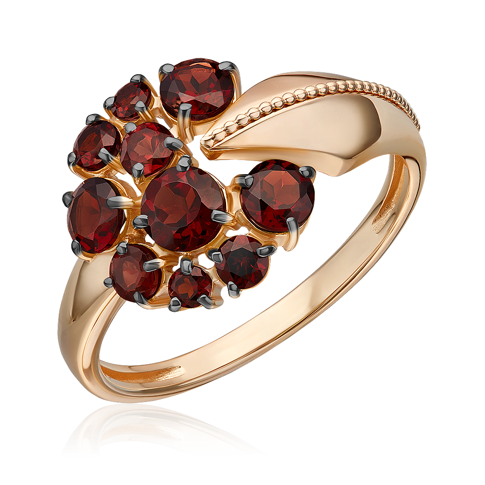 Кольцо, красное золото, 585 проба, гранат