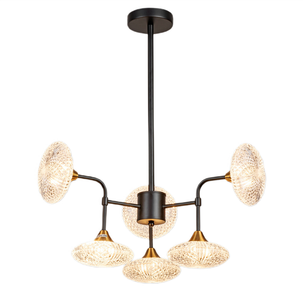 Люстра подвесная IMEX на штанге, 6хG9, цвет черный, золото антик