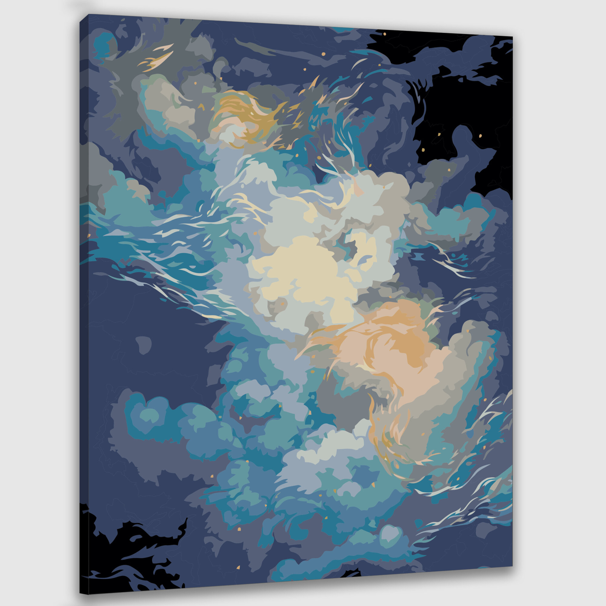 Картина по номерам 40x50 см, картина, акварель, звездное небо, мазки кисти, пастельные цвета, сказочная атмосфера