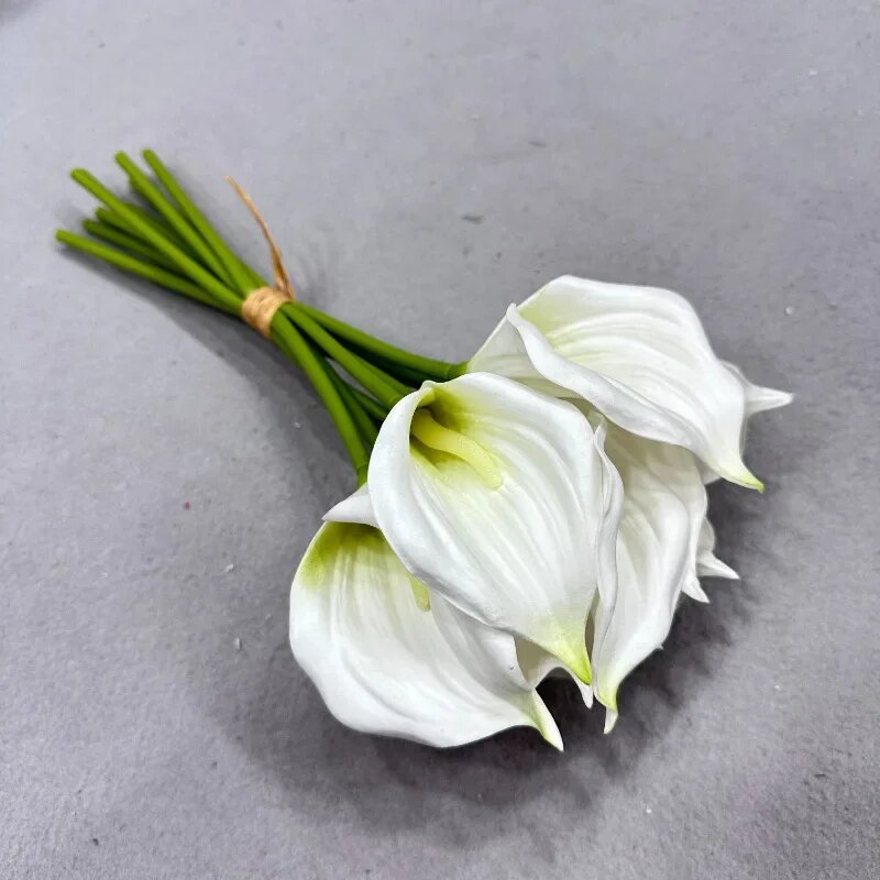 Искусственные цветы каллы LINANUO 18 шт. Белый, White green