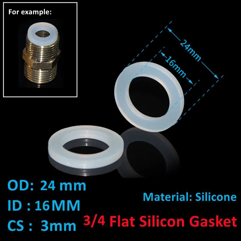 Силиконовый уплотнитель 3/4 Flat Silicon, 24x16x3 мм, 10шт