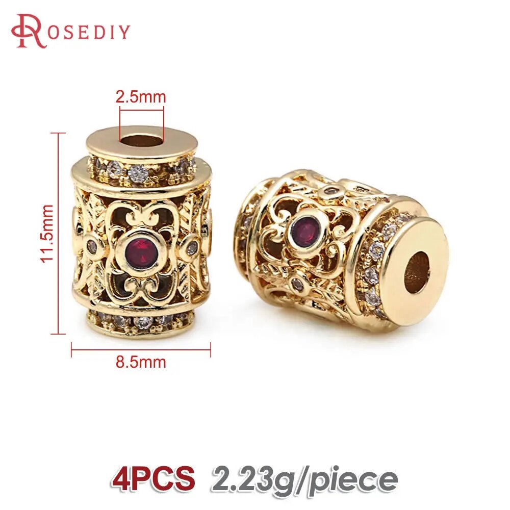 Бусины Rosediy, 18-каратное золото, латунь, 4 шт. 57124-18K Gold Color