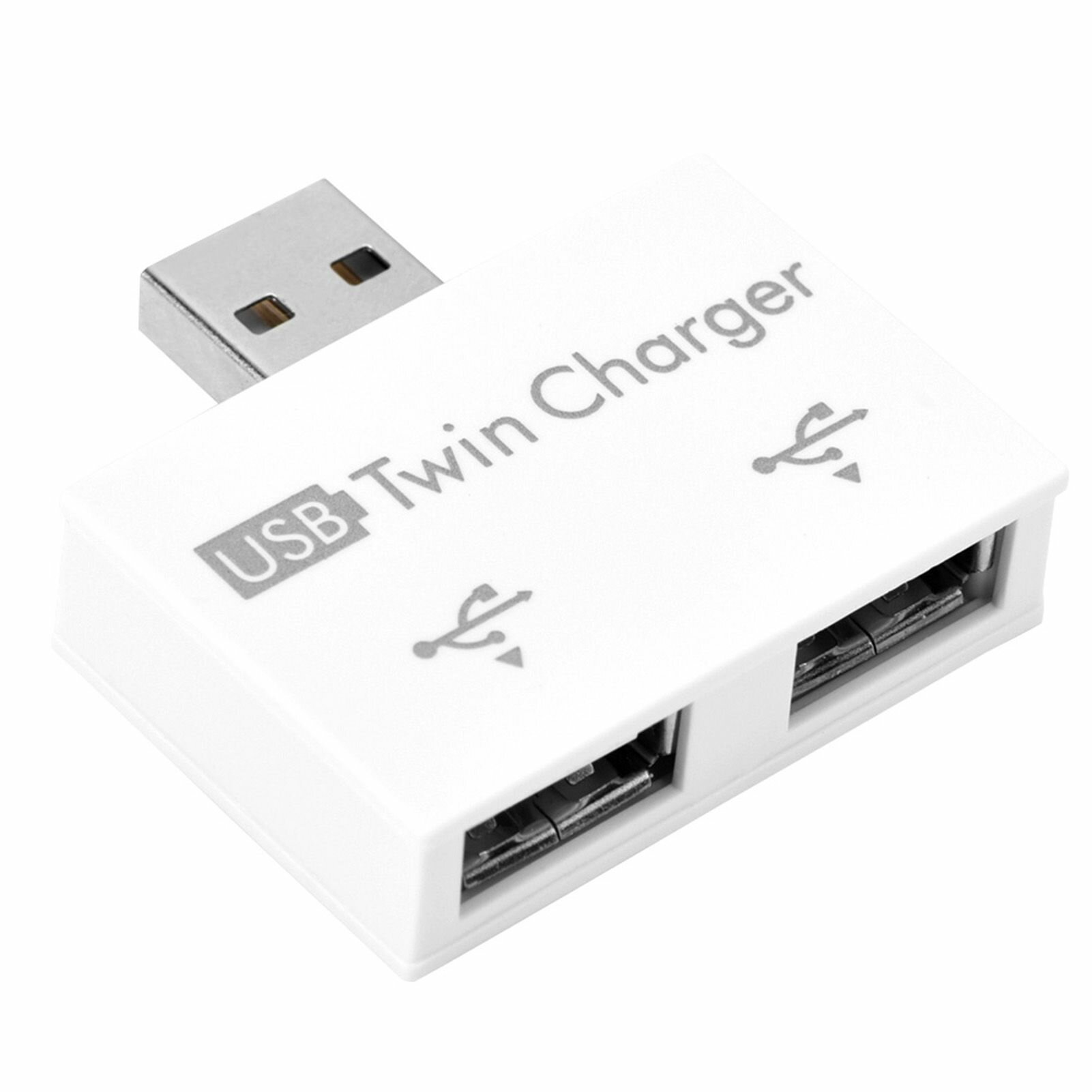 Концентратор USB 2.0, 2 порта, сплиттер (белый)
