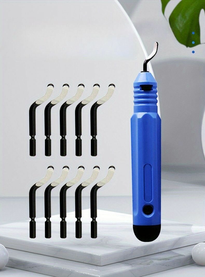 Нож-шабер для удаления заусенцев, Фаскосниматель гратосниматель, для обрезки кромок, заусенцев, облоев, алюминий, набор с 10 лезвиями