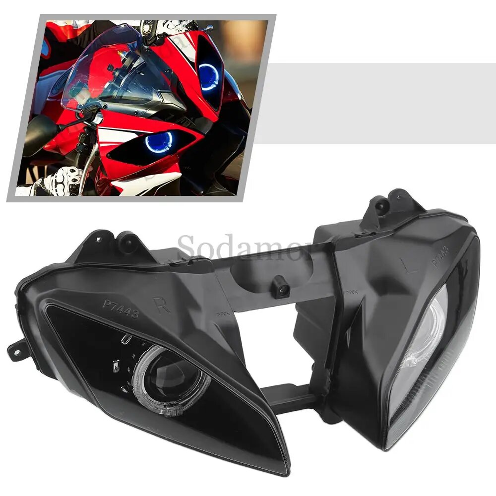 Для Yamaha YZF-R6 R6 2008-2016 мотоциклетные фары на заказ в сборе, проектор, светодиодные фонари дальнего/ближнего света, синие ангельские глазки, фары