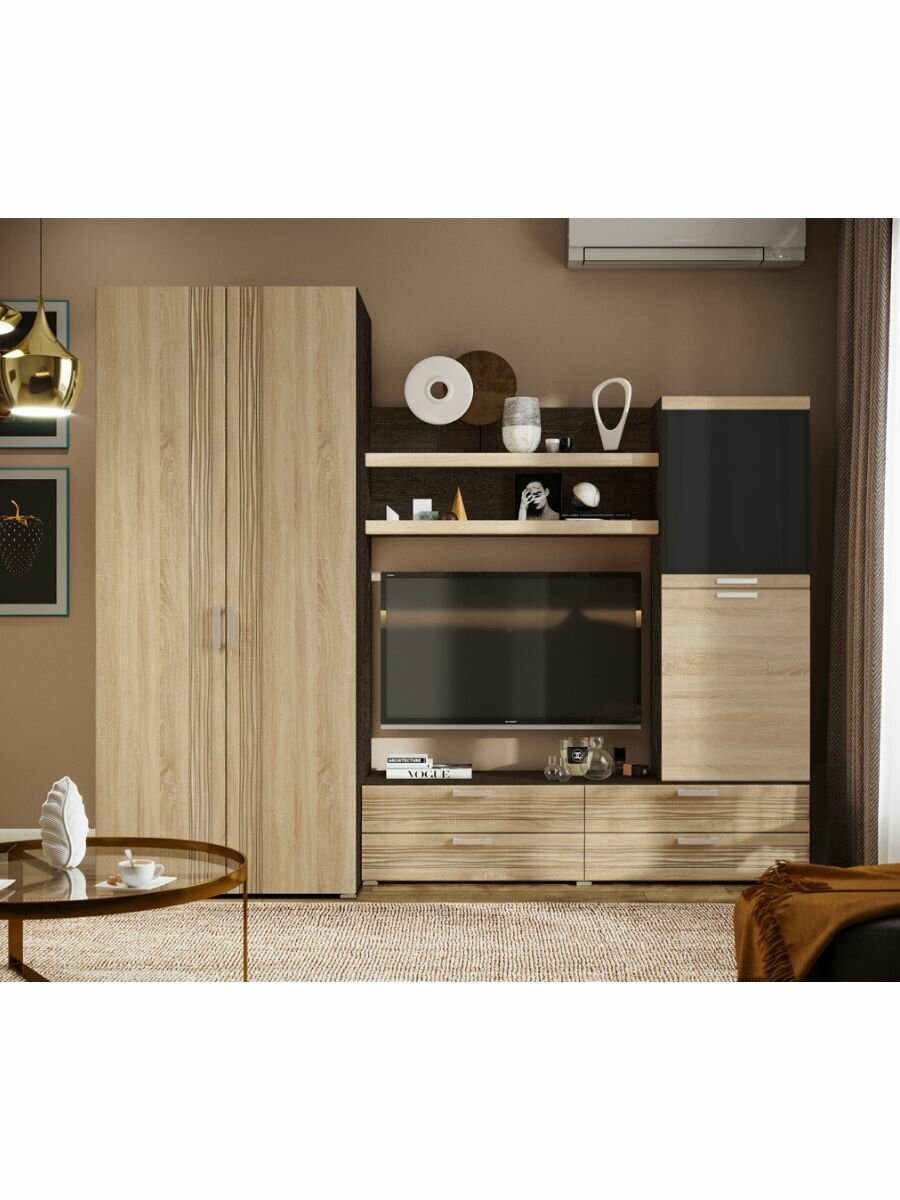 Гостиная Асти Вариант №2 2584х2150х542, Венге/Дуб сонома, МИФ