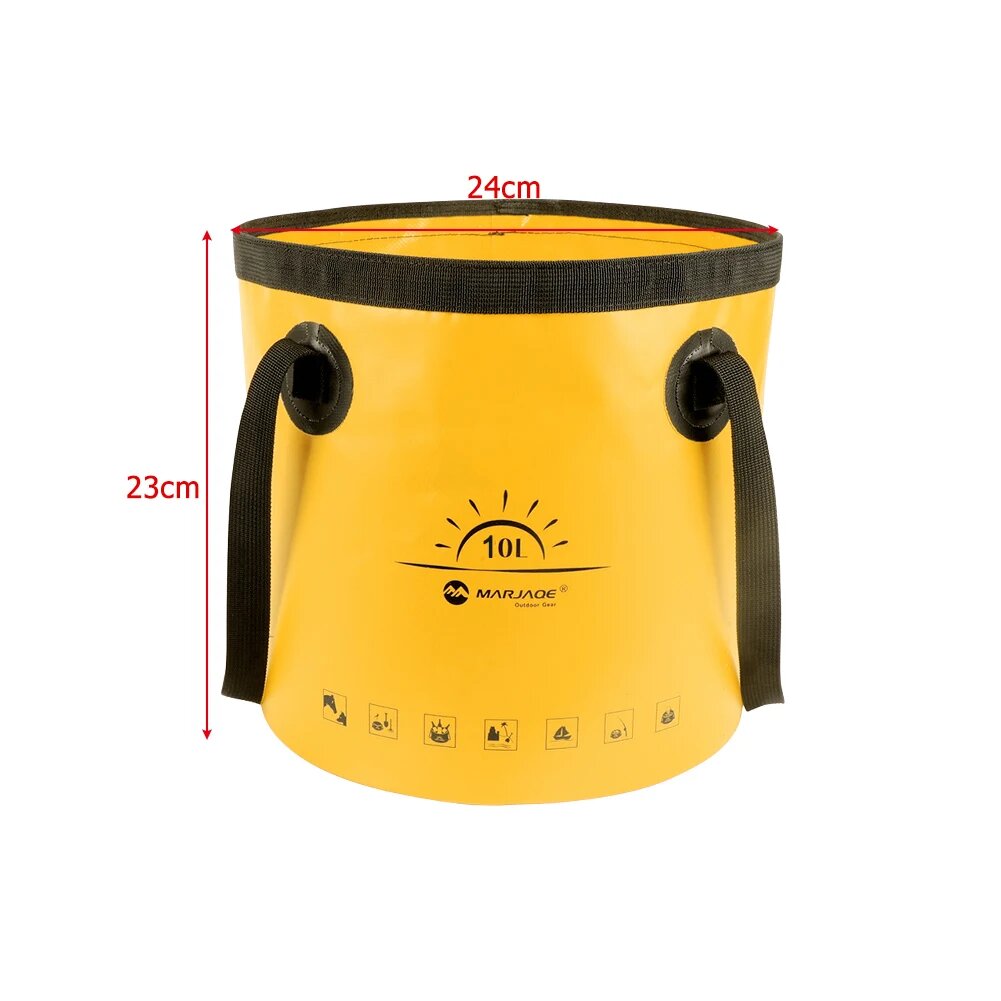 Портативное складное ведро 10 л Желтый, Yellow