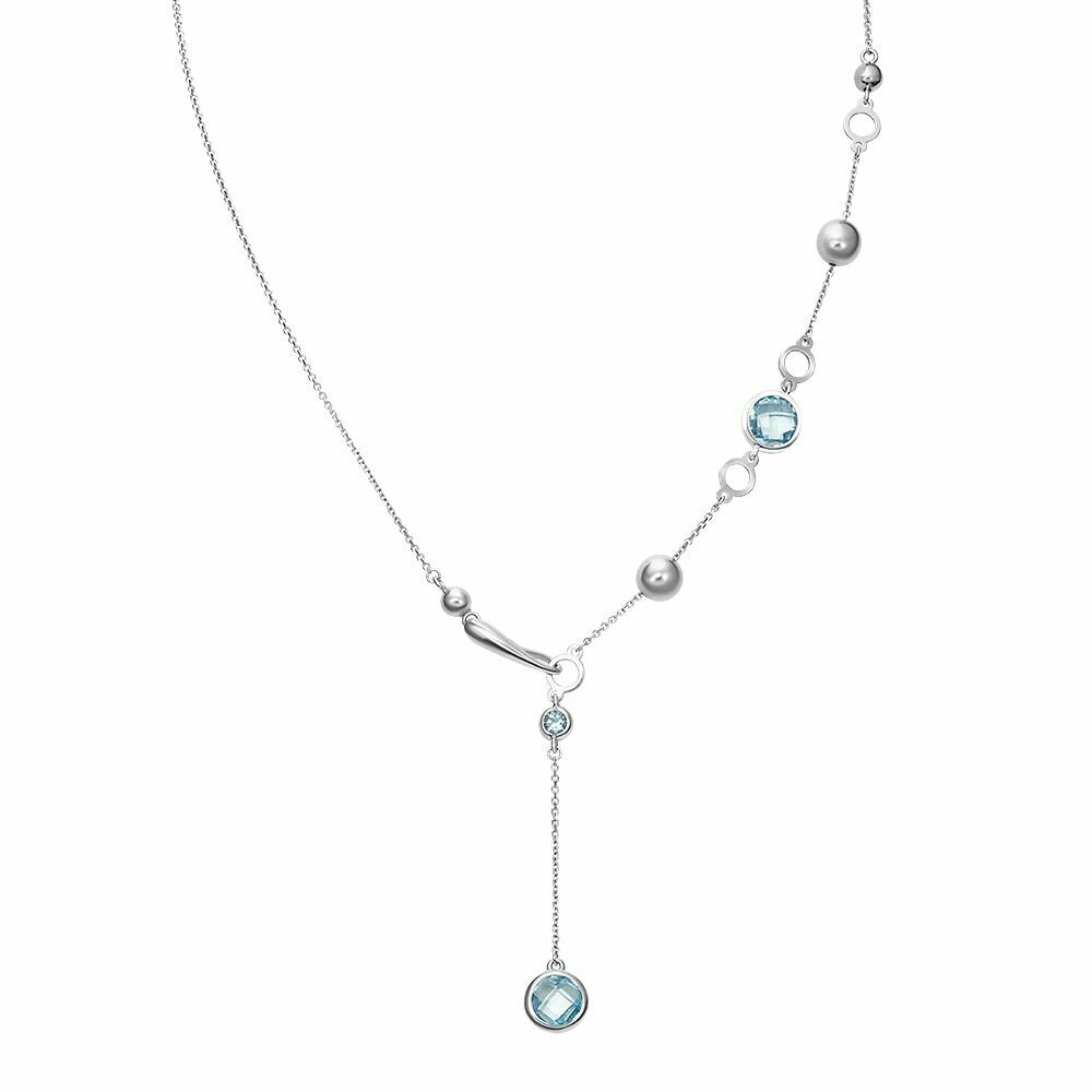 Колье, белое золото, 585 проба, родирование, топаз