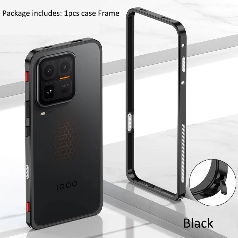 Металлический бампер из алюминиевого сплава для vivo iQOO 15 Ultra Черный, Black