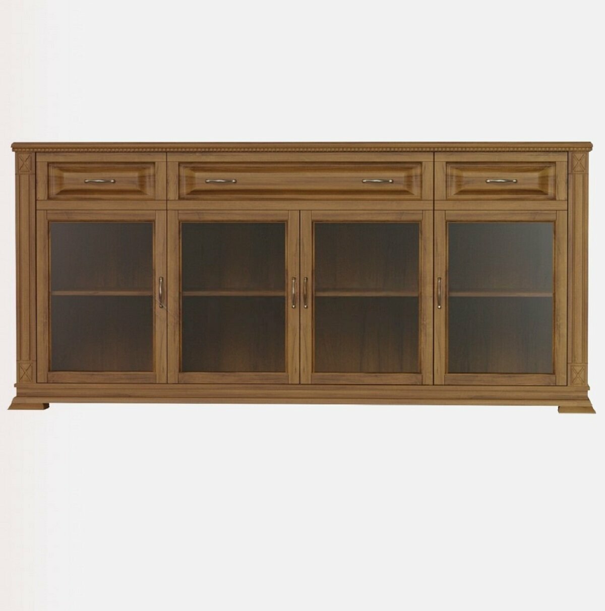 Комод-витрина из массива сосны Верди PREMIUM 205, 200x45x90 клас. орех 2