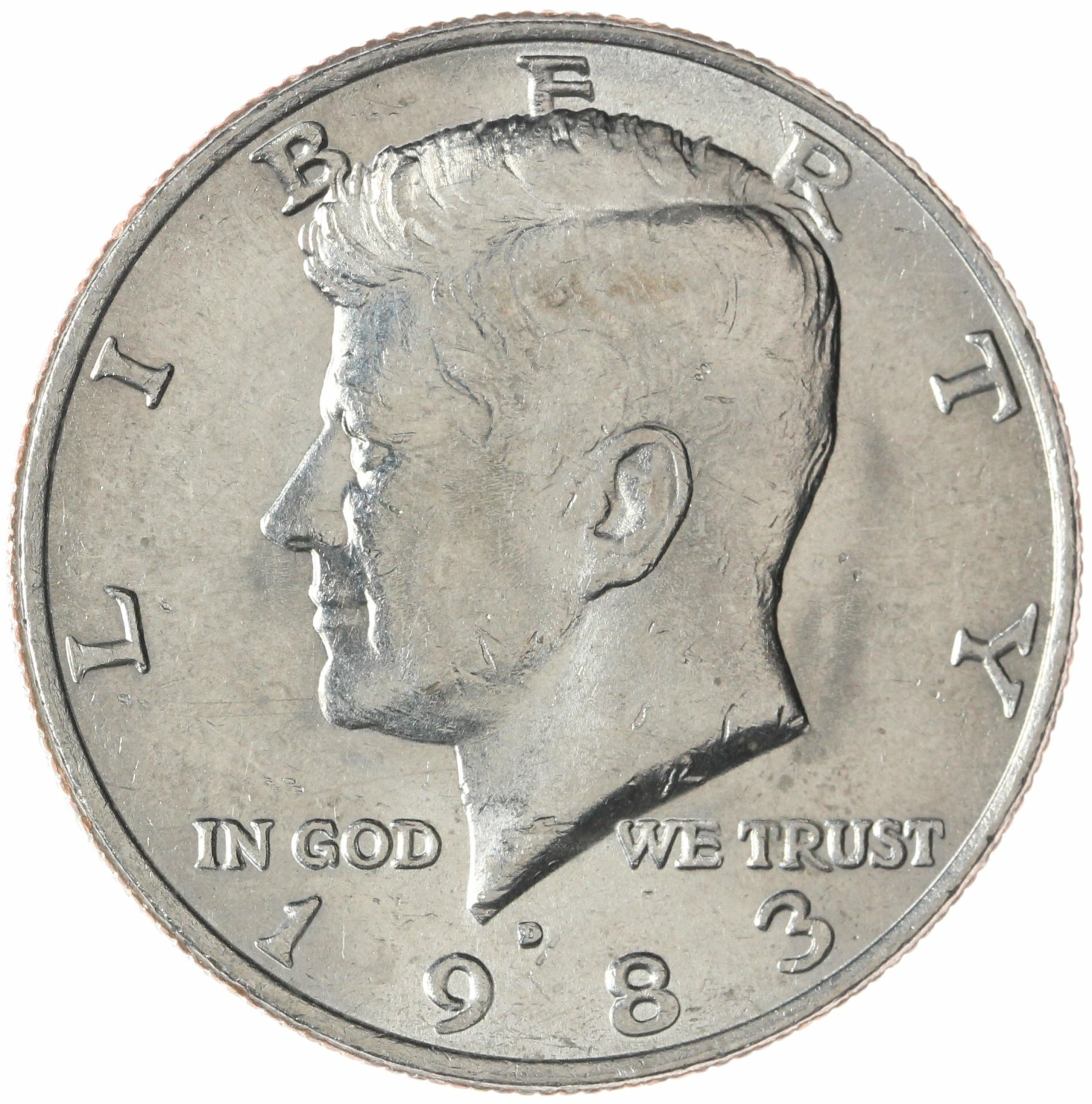 США 50 центов 1/2 доллара, half dollar 1983 D Kennedy Half Dollar Кеннеди знак монетного двора "D" - Денвер, Медь, в сохранности AU