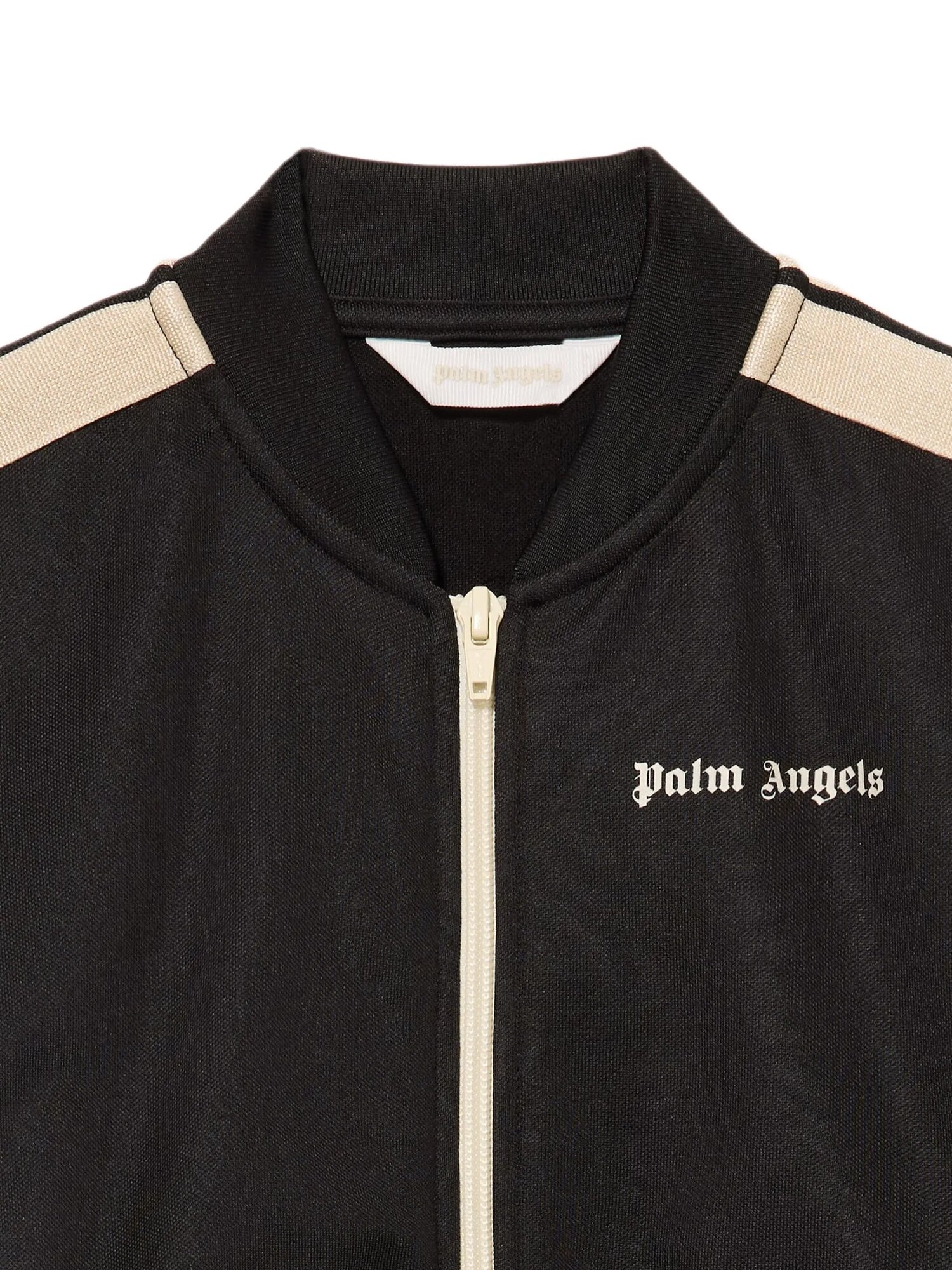 Куртка Palm Angels Logo-print side-stripe track jacket, размер 104, черный/серый металик — фото 1