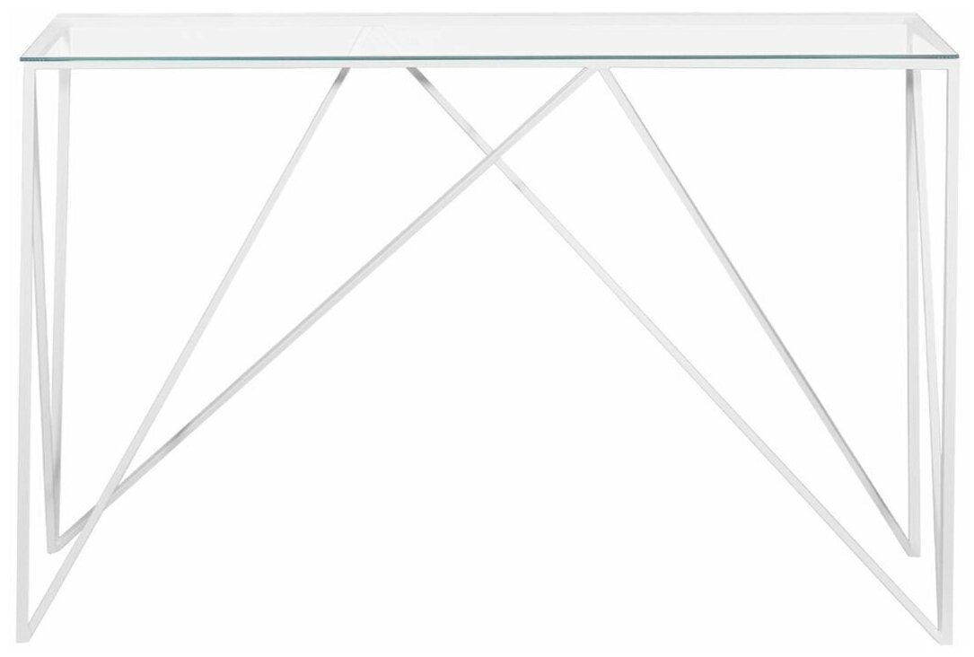 Консольный столик, туалетный столик Cary 1200 (каркас белый, прозрачное стекло) 1200х855х280мм