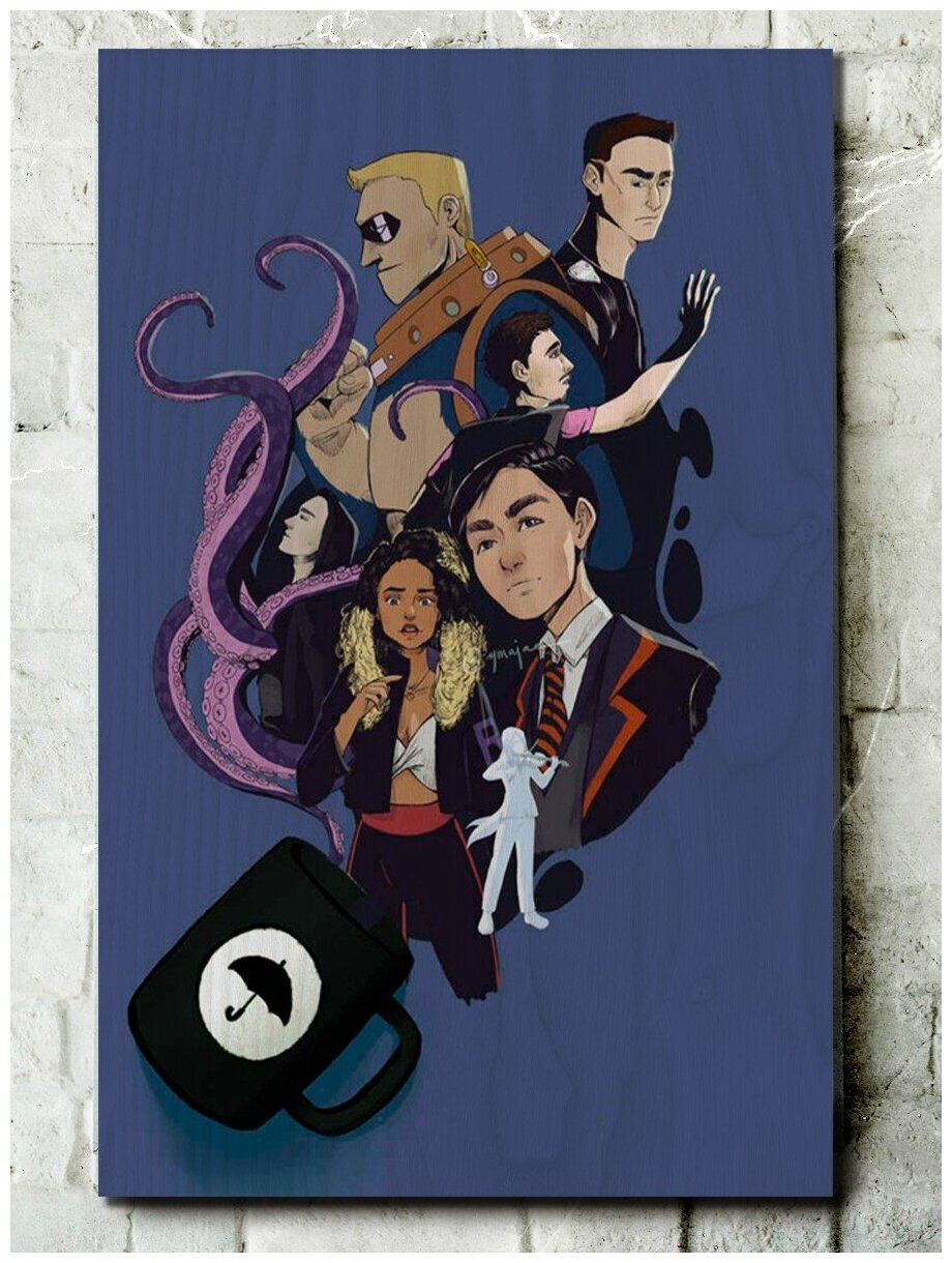 Картина интерьерная на дереве сериал Академия Амбрелла (Клаус, Пятый, Скипка) - 8223 В
