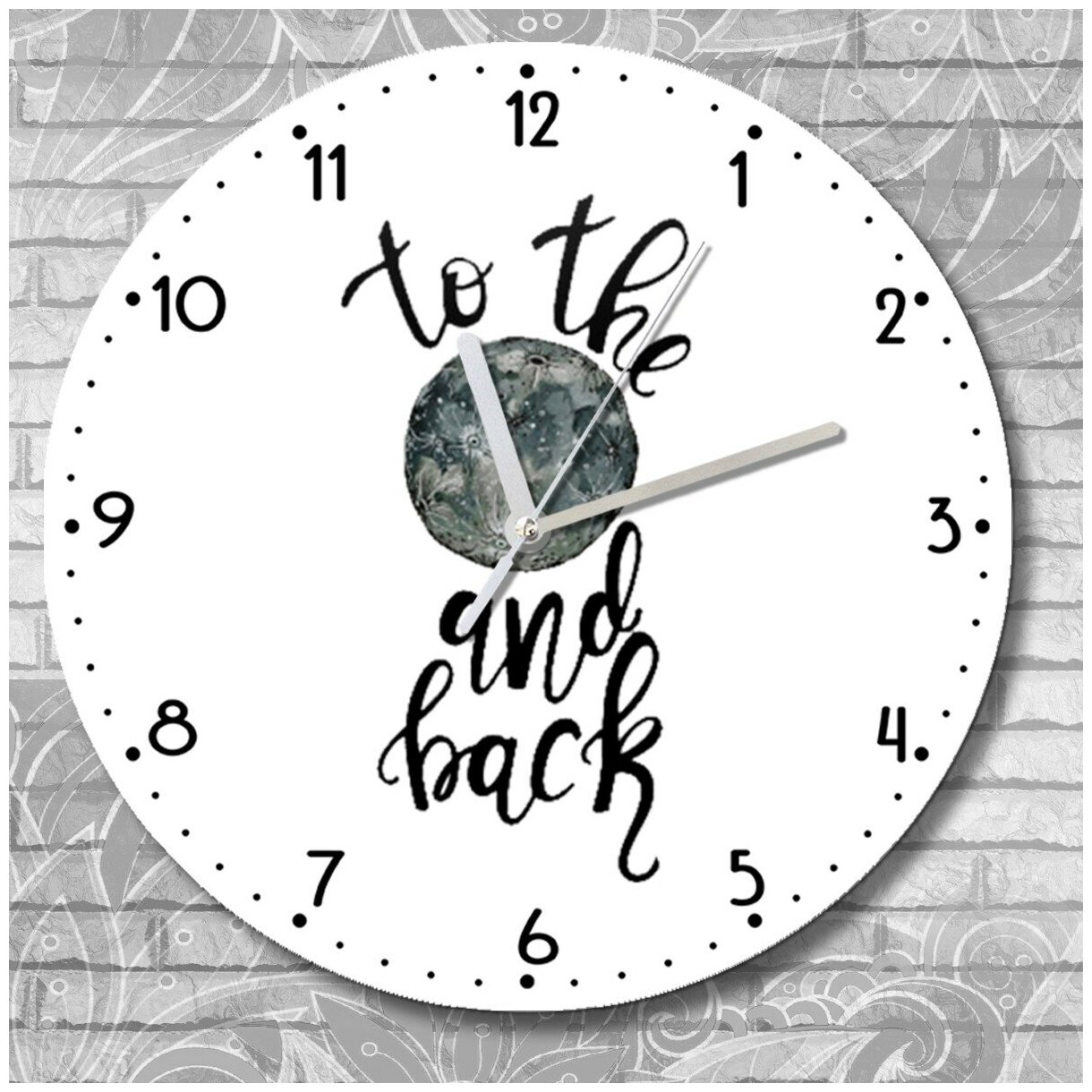 Настенные часы УФ надписи мотивация любовь от луны и обратно - 3262