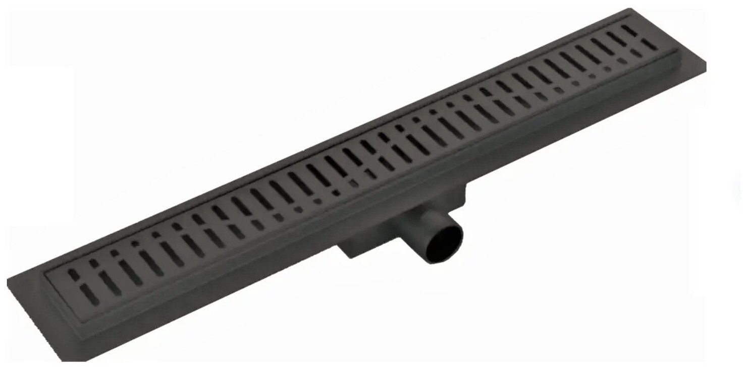 Трап (лоток) для душа с горизонтальным выпуском HAIBA 70*700, нержавеющая сталь, черный