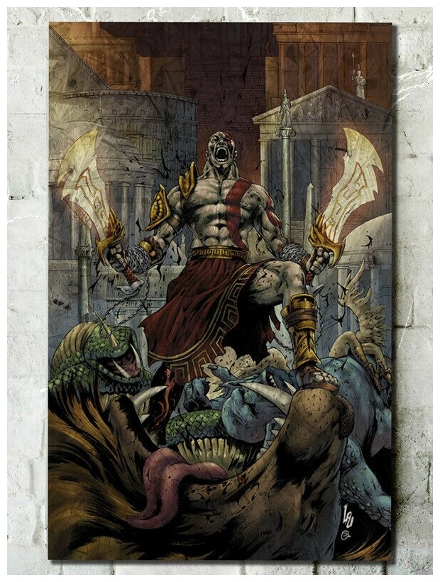 Картина интерьерная на рельефной доске ОСП игра god of war 3 - 9594