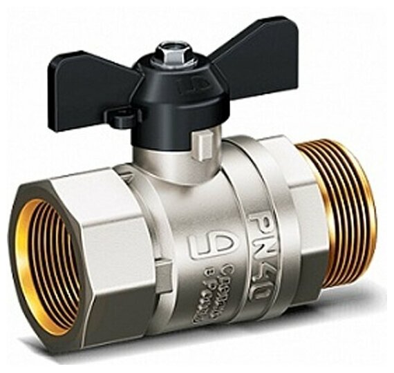 Кран шаровой латунный LD Pride 47.20. B-Н. Б, вн./нар. резьба, ручка-бабочка, 3/4"