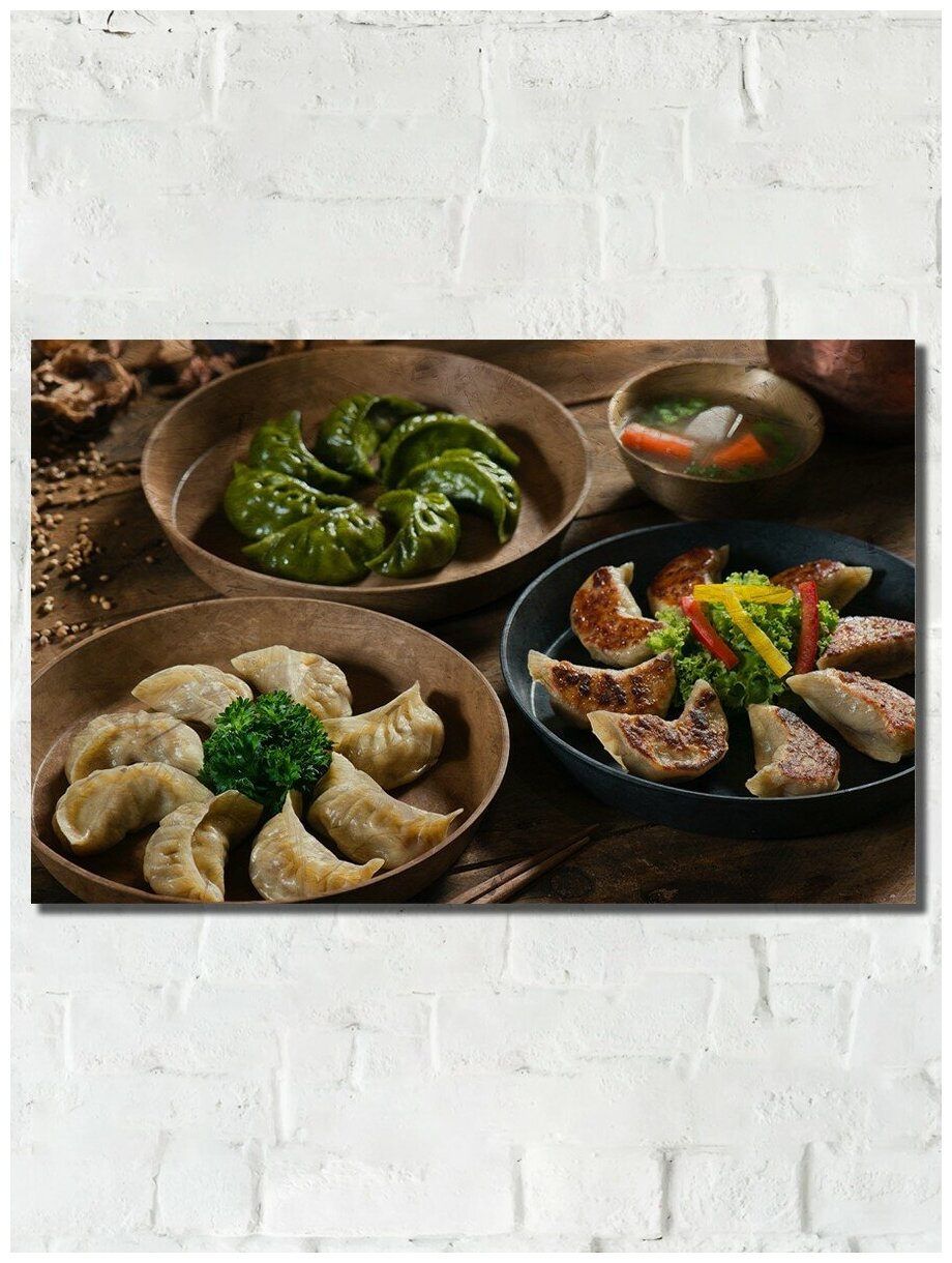 Картина интерьерная на рельефной доске Разное Еда (пельмени, хинкали, food, bar, drinks) - 4027