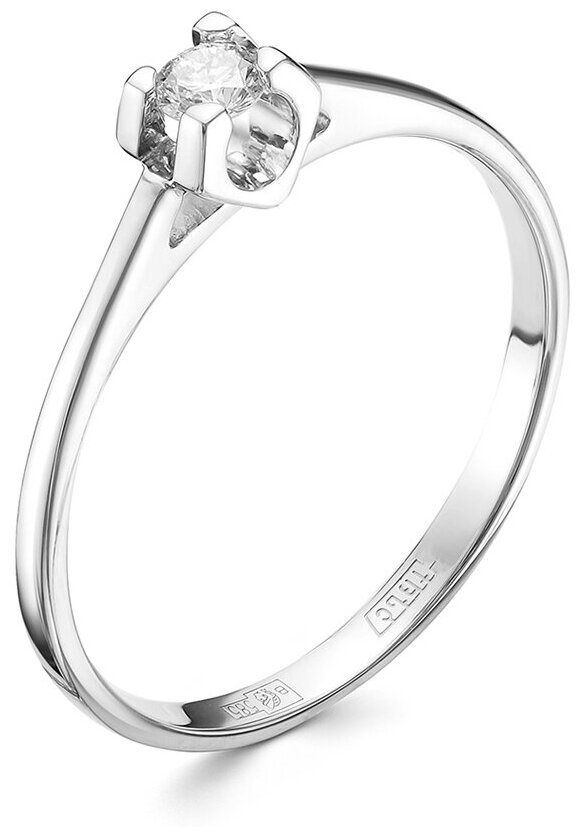 Кольцо помолвочное, белое золото, 585 проба, родирование, бриллиант