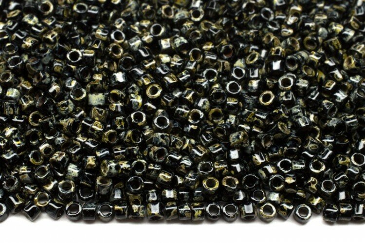 Бисер японский MIYUKI Delica цилиндр 11/0 DB-2261 дымный черный, непрозрачный пикассо, 5 грамм