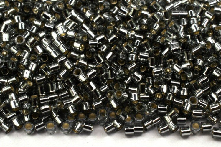 Бисер японский MIYUKI Delica цилиндр 15/0 DBS-0048 серый, серебряная линия внутри, 5 грамм