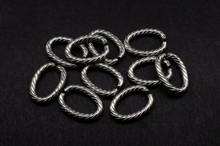 Кольца соединительные овальные 14х10х2мм, разъемные, граненные, цвет стальной, хирургическая сталь, 13-108, 10шт