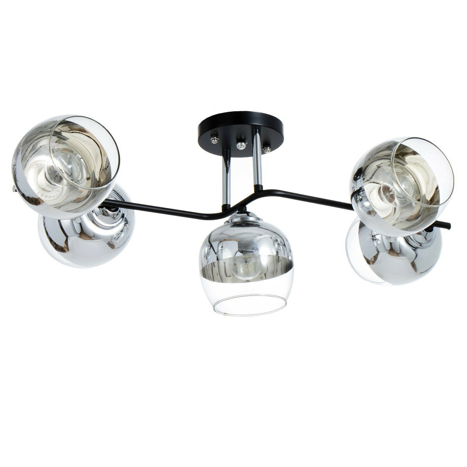 Люстра BayerLux «Джина», 5хЕ27, 40 Вт, чёрный/хромовый, 60×42×27 см