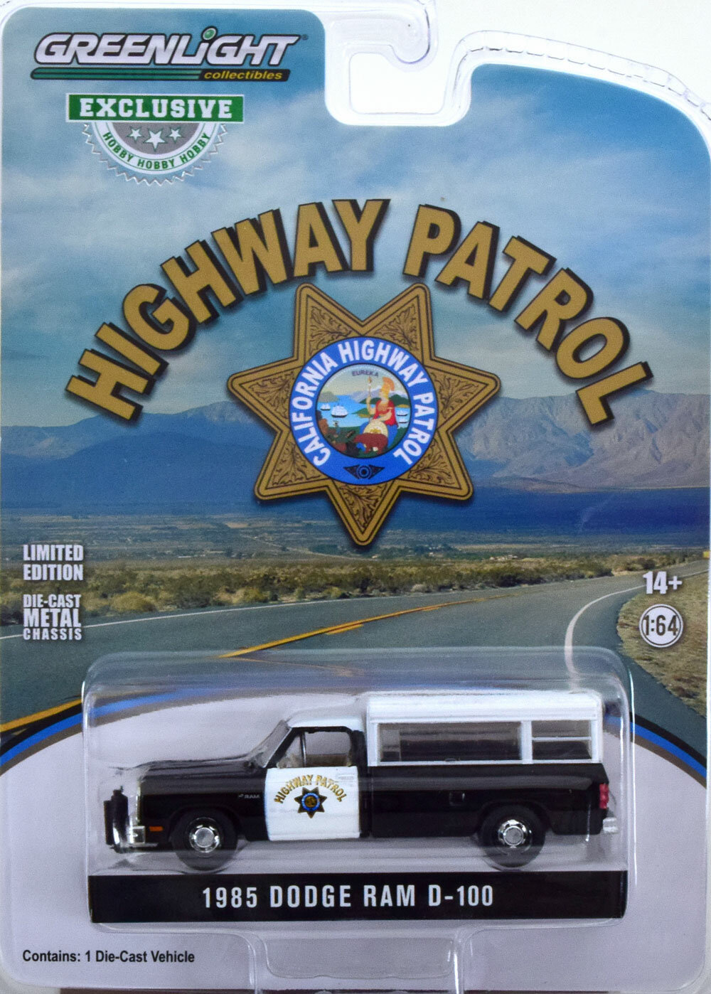 Модель коллекционная GREENLIGHT Dodge ram D-100 highway patrol 1985 black white (длина модели 6-10 см)