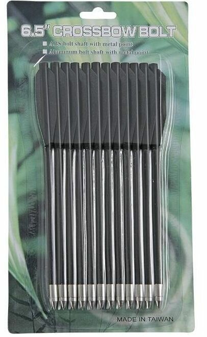 Набор стрел (болтов) для арбалета-пистолета ManKung, длина 6,5" - 12 штук (черный)