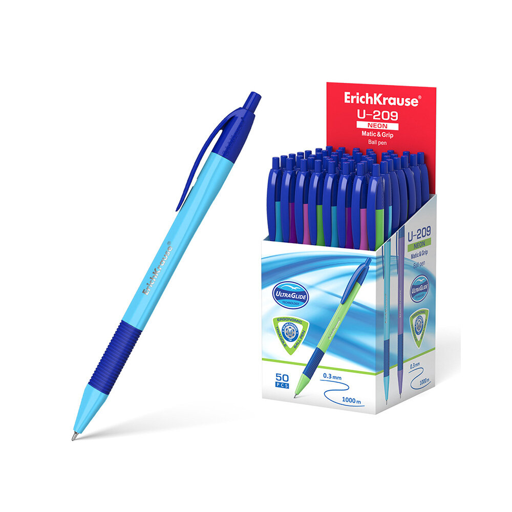 ErichKrause U-209 Neon Matic&Grip 1.0 0.3 мм шариковая автоматическая ручка 47614 1 шт.