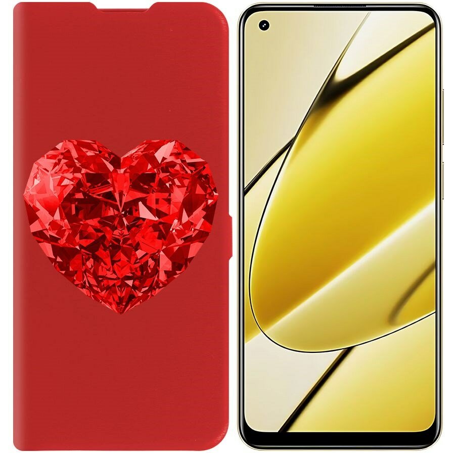 Чехол-книжка Krutoff Eco Book для Realme 11 4G Рубиновое сердце (красный)