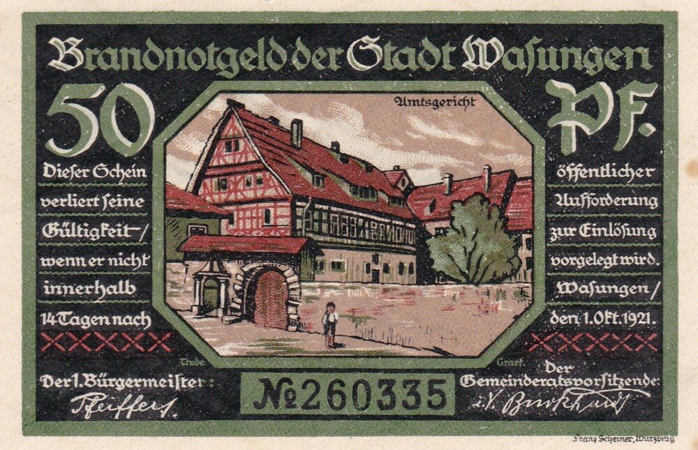 Германия (Веймарская Республика) Вазунген 50 пфеннигов 1921 г. (№1)