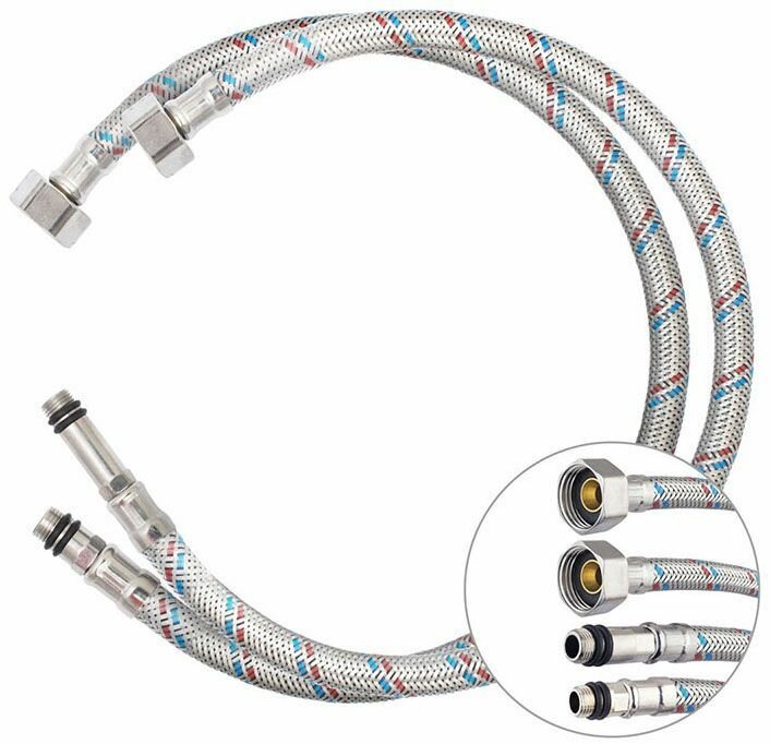 Клип 1305 подводка гибкая для смесителя со стальной гайкой 1/2"хМ10, 600мм (2 шт.)