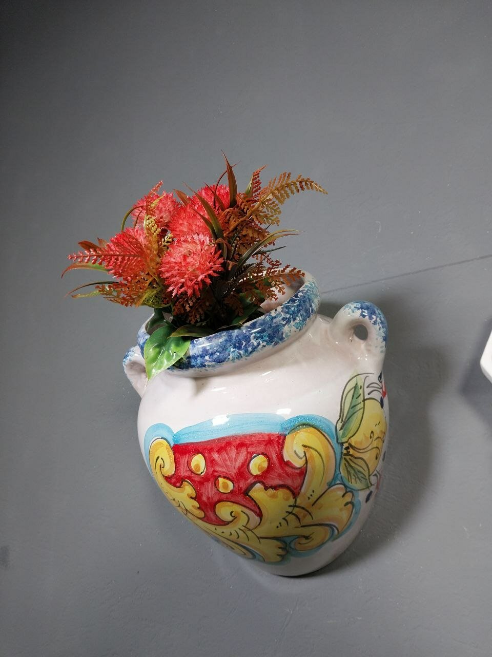 Горшок для растений, цветов, настенный ручной работы, 4 л, керамический, ручная роспись