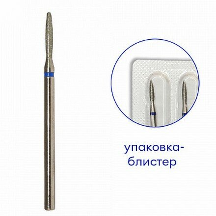 Runail, Фреза алмазная пламя (с закругленным концом), диам: 1,8 мм, абразив средний №6542