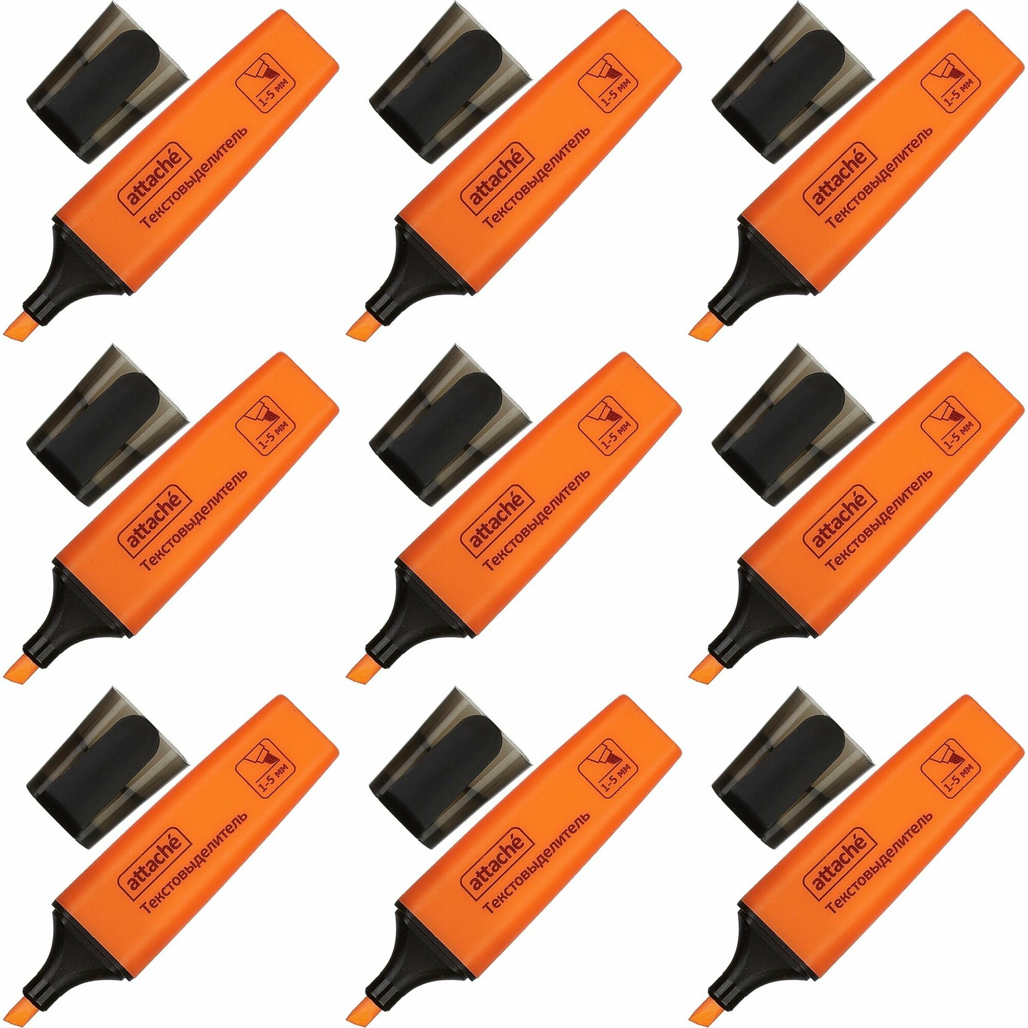 Attache Текстовыделитель Colored, оранжевый, 1-5 мм, 9 шт