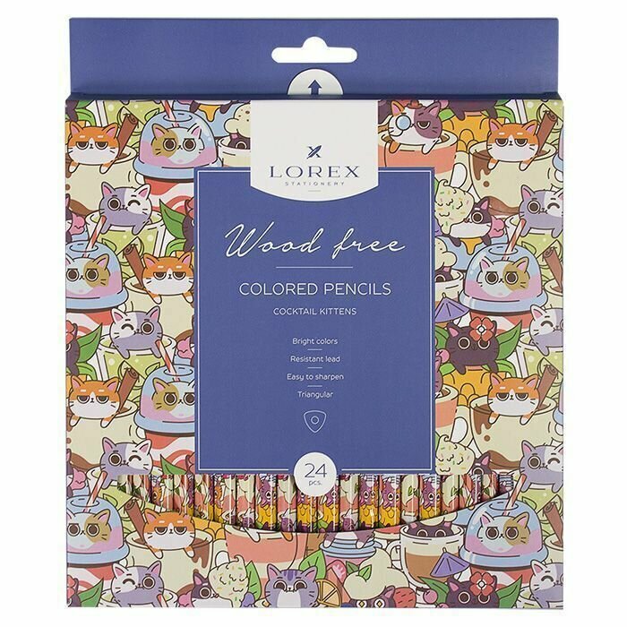 Набор карандашей цветных трехгр. пласт. WOOD FREE24шт. LOREX