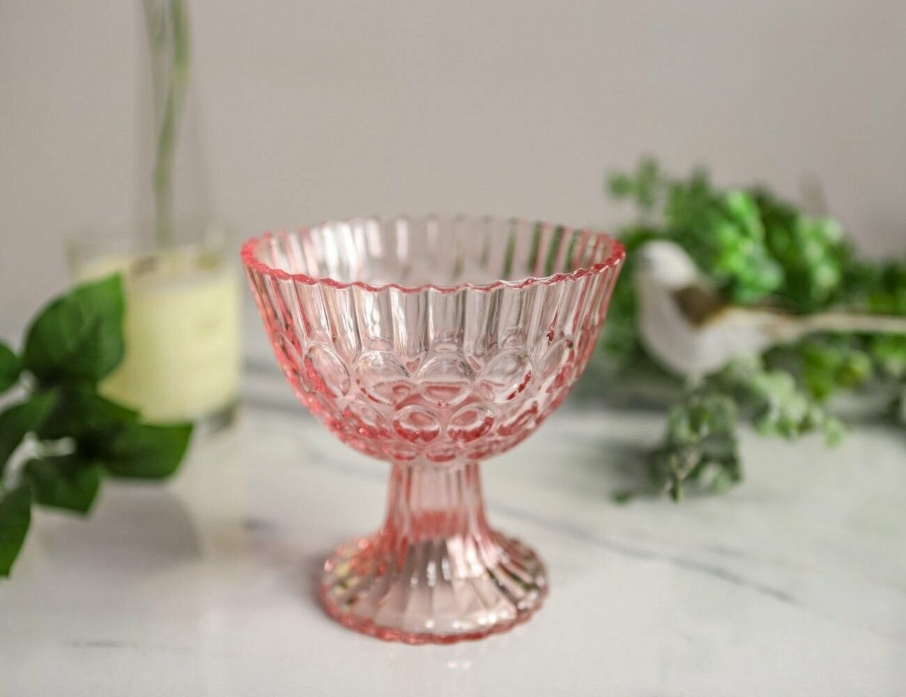 Креманка гурмэ, стекло, цвет-розовый, 12x13 см, 380 мл, Kaemingk 825611-розовый