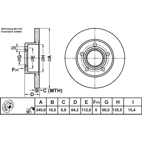 ATE 24.0310-0201.1 (4A0615601A / 8E0615601) диск торм Audi (Ауди) 100 c4 / a6 c4 / c5 VW Passat (Пассат) b5 90-