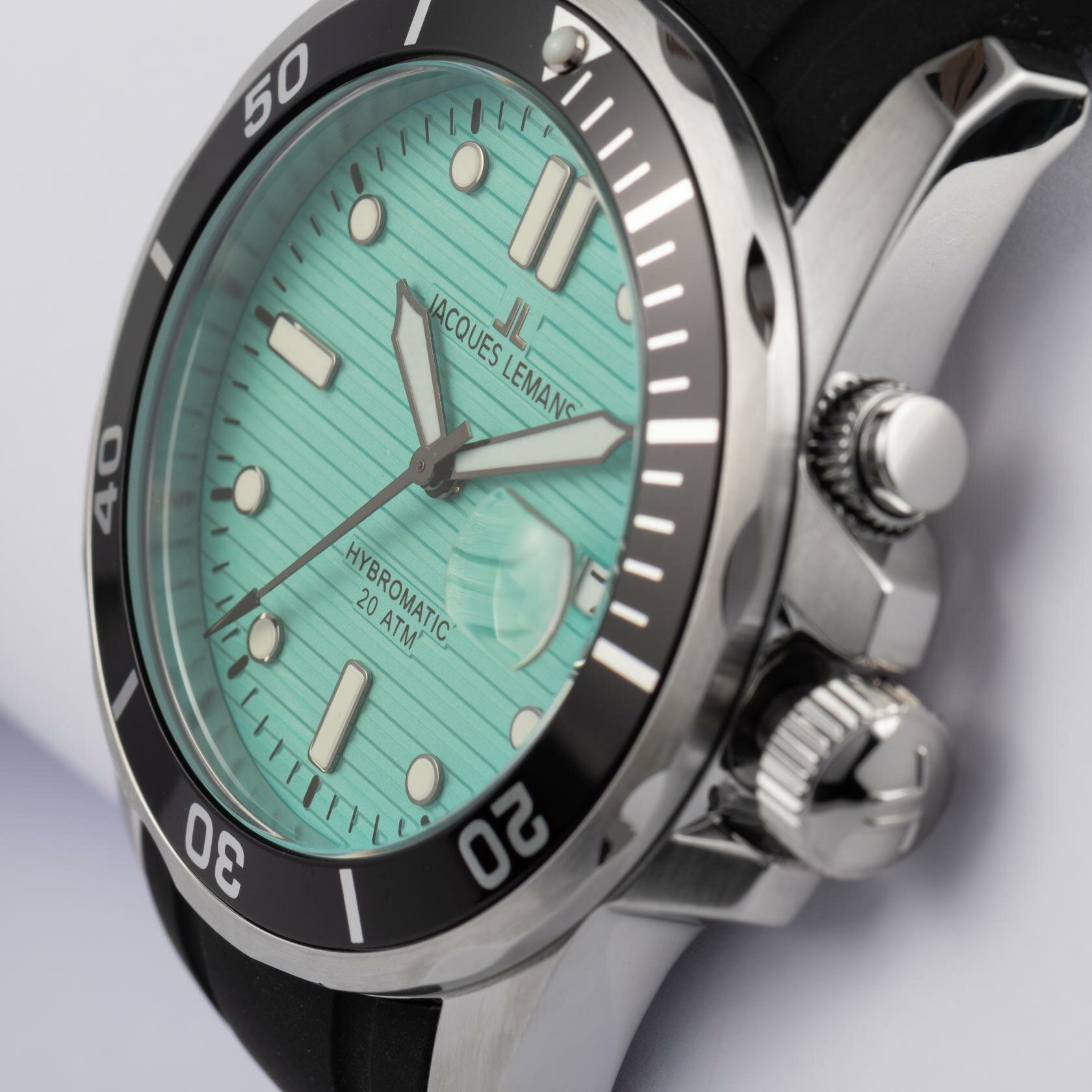 Наручные часы JACQUES LEMANS Hybromatic, черный, бирюзовый, серый — фото 1