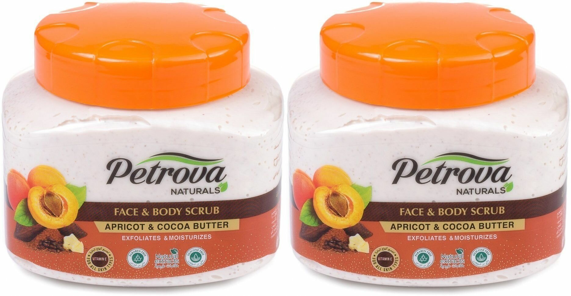 Petrova Скраб для тела "Абрикос и Кокосовое масло", С натуральными маслами и экстрактами 500мл, 2шт