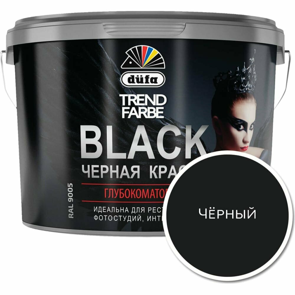 Краска Dufa TREND FARBE ВД BLACK RAL 9005, 10 л МП00-005871