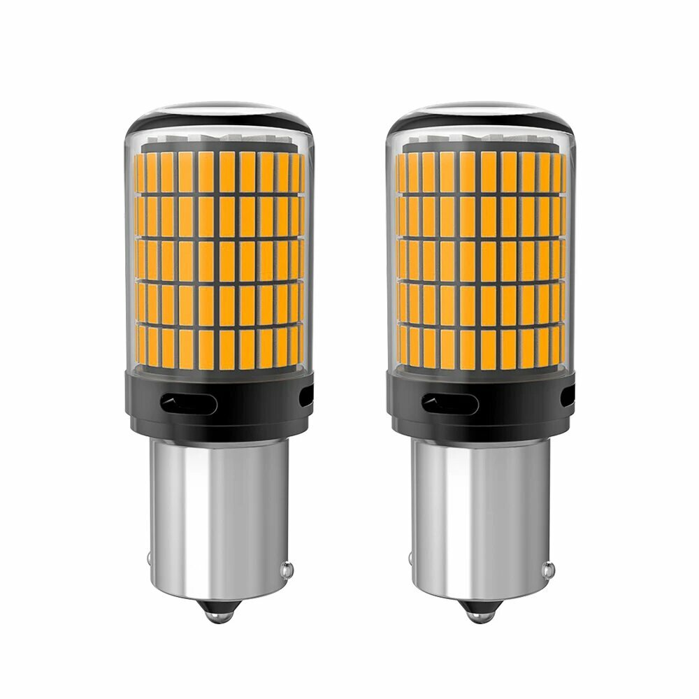 LED лампа BA15S P21W янтарно-желтая 150SMD 1156 BAU15S PY21W