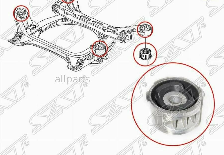SAT ST-7L0499035A Сайлентблок подрамника Audi Q7 05-15 / Volkswagen Touareg 02-18