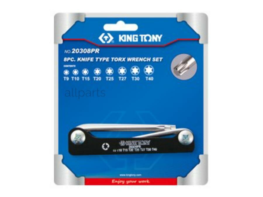 KING TONY 20308PR набор Г-образных ключей Torx! T9-T40, складные, 8 предметов\