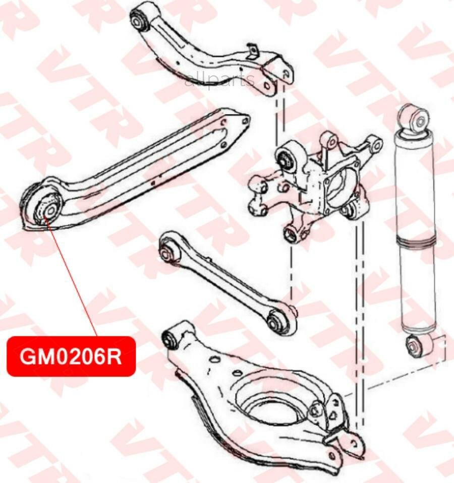 VTR GM0206R сайлентблок продольного рычага задней подвески
