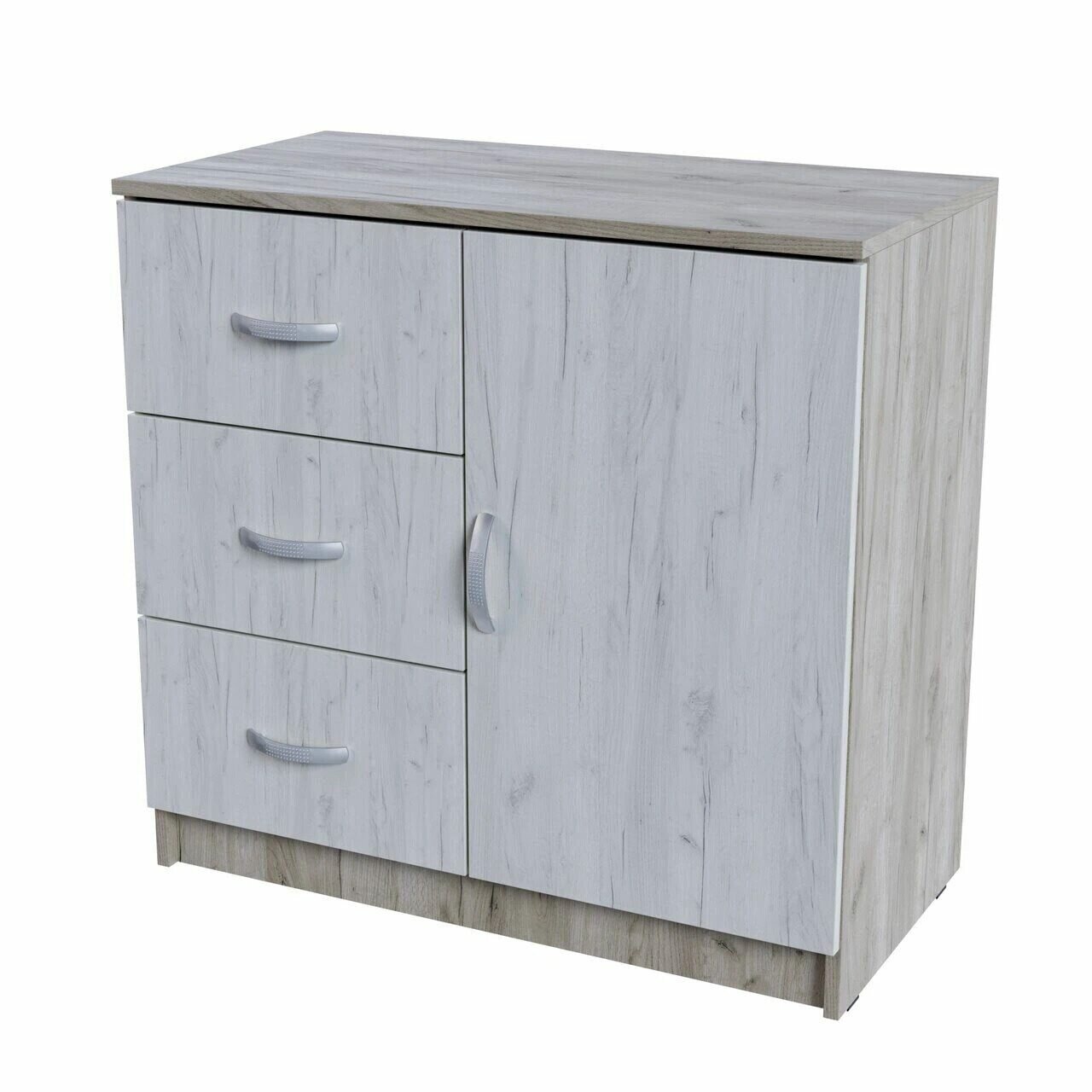 Комод 3 ящика и дверца КМ 553М «Бася», дуб крафт серый/дуб крафт белый (800х414х766)