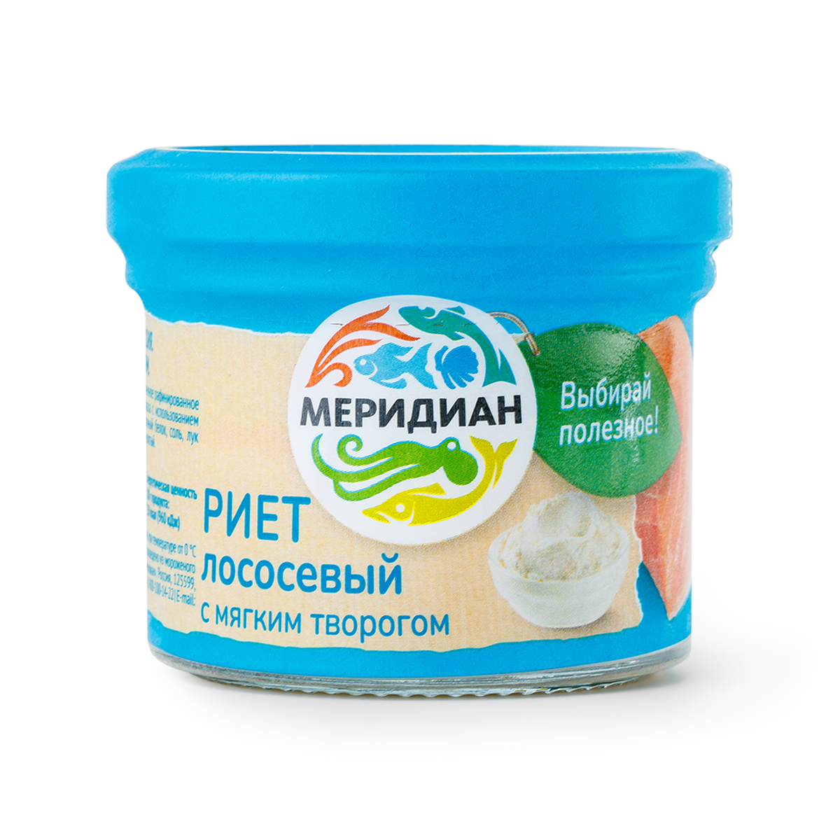 Риет Меридиан, лососевый, с мягким творогом, в стеклянной банке, 100г